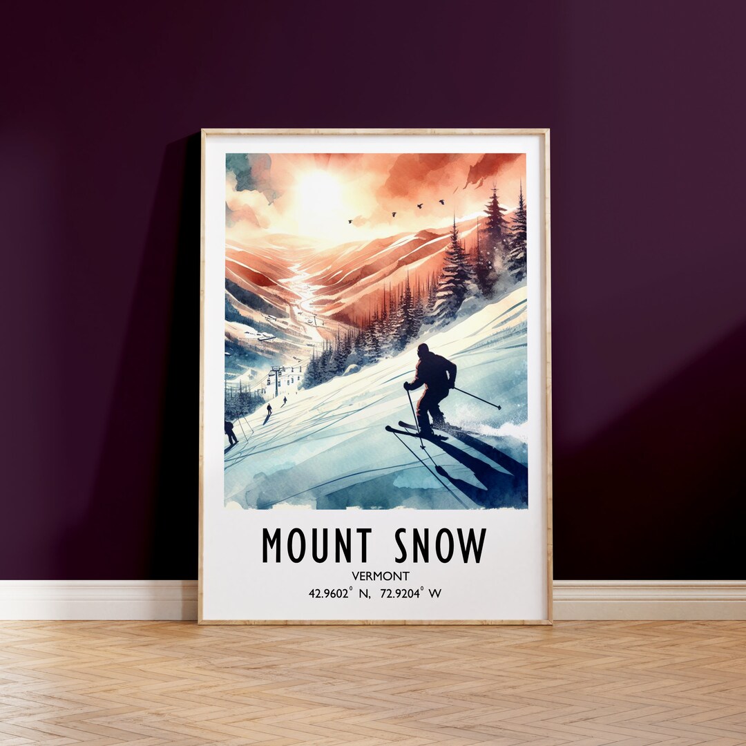 Mount Snow Ski Poster - Watercolour Alpine Art Print | Travel Wall ...