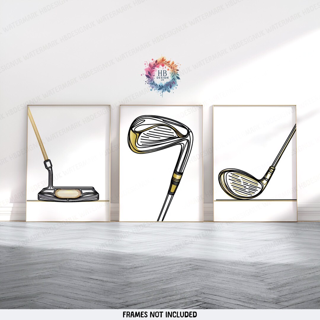 Minimalist Golf Prints - Set of 3 Golfing Posters | Gift for Golf Lover ...