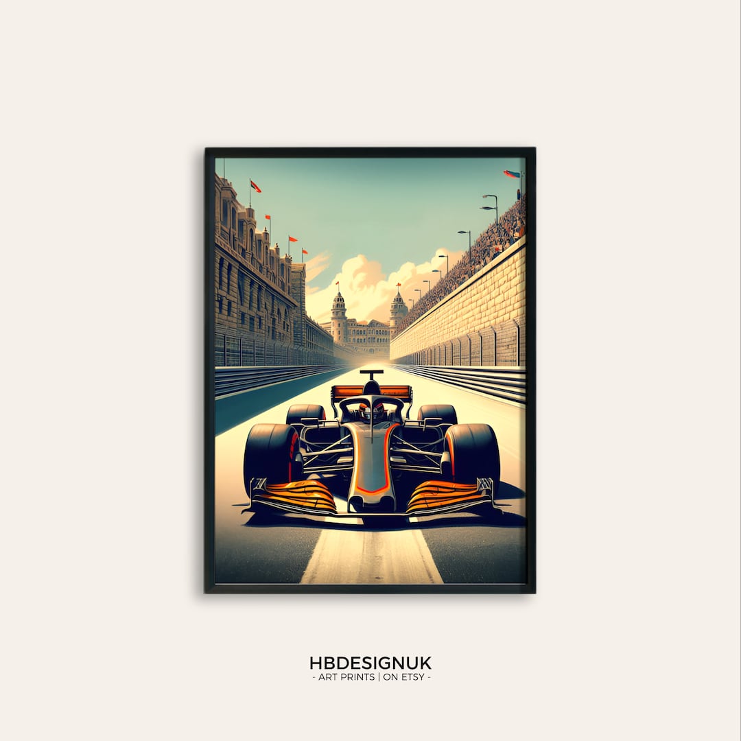 Baku Racing Travel Print Azerbaijan Wall Art Poster Gift Race Circuit ...