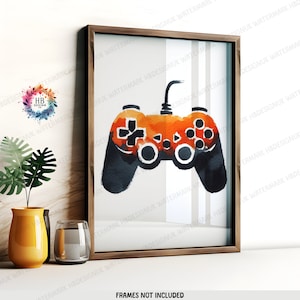 Orange Gaming Poster Prints - Set of 3 Gamer Artwork | Boys Bedroom ...
