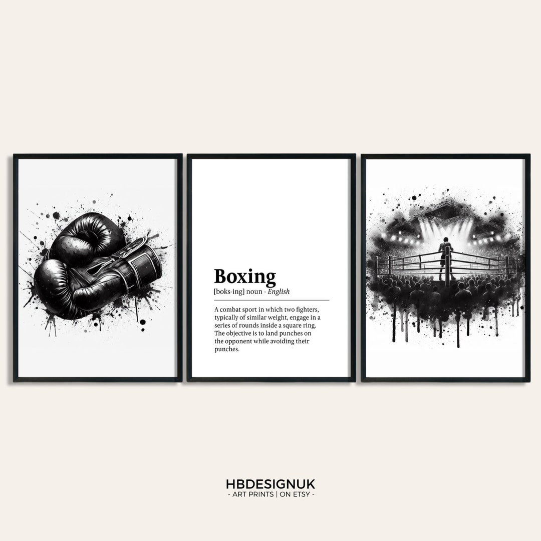 Boxing Print Set - Set of 3 Boxing Posters | Teen Room Decor Art Prints ...