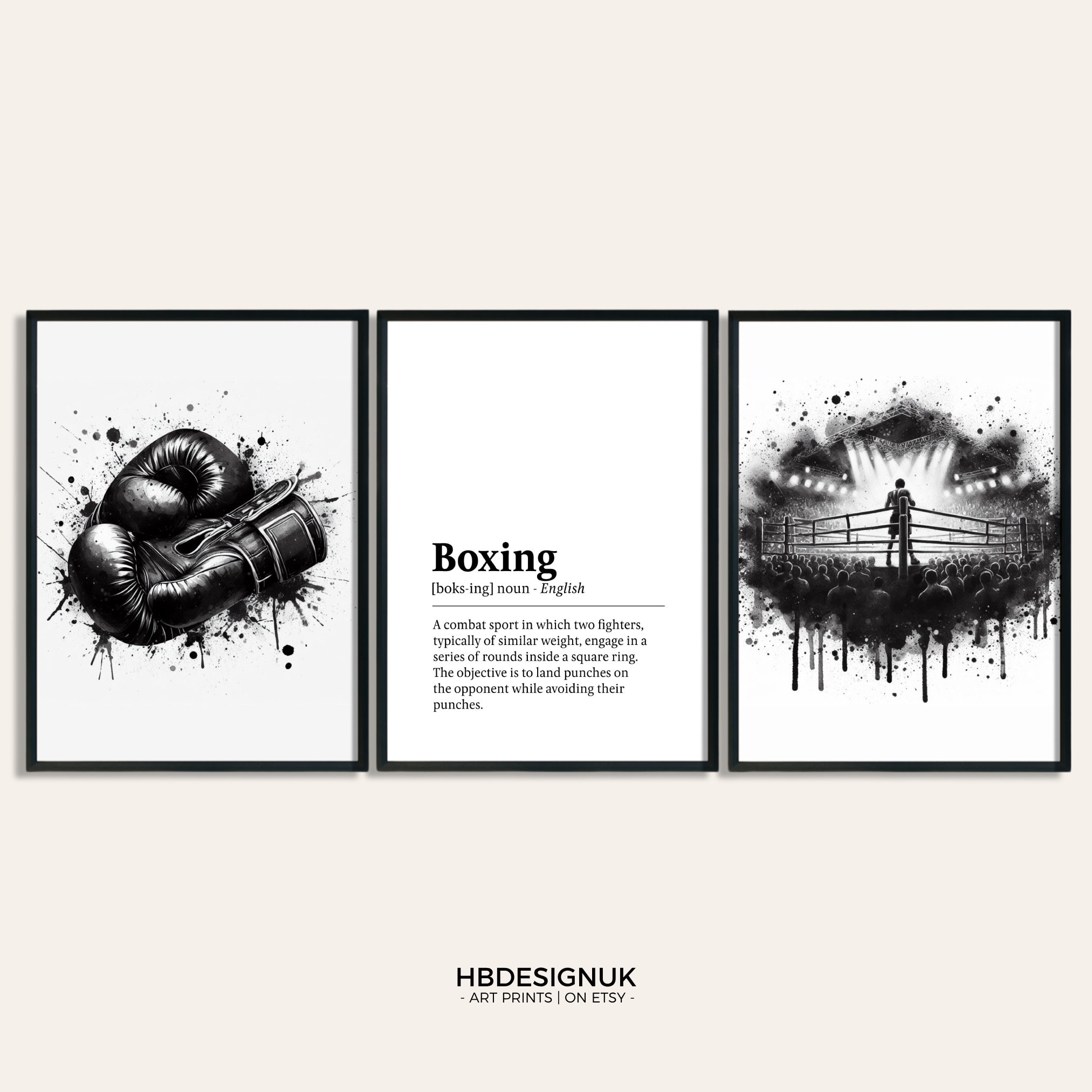 Boxing Print Set Set of 3 Boxing Posters Teen Room Decor Art Prints ...