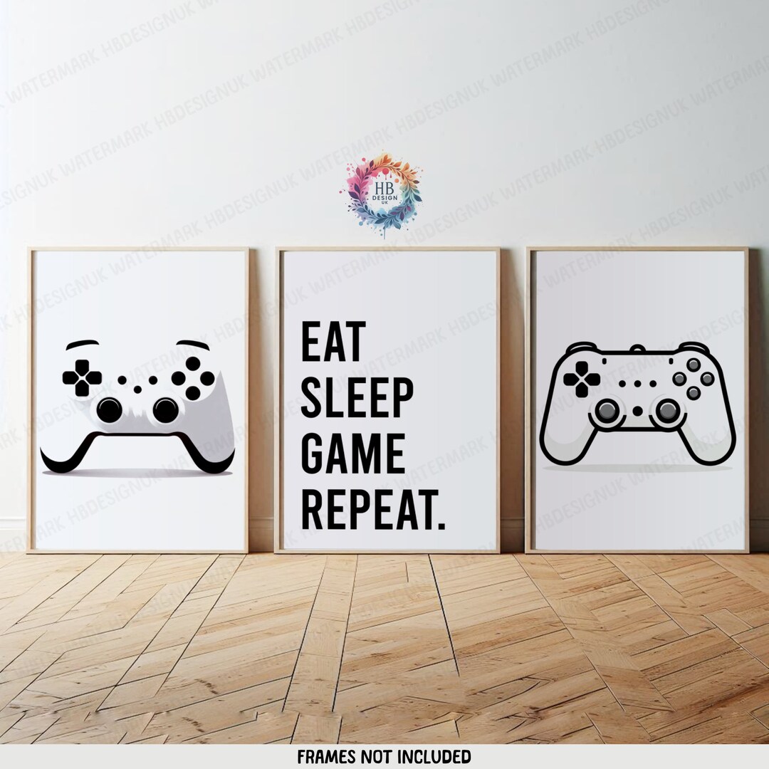 Gaming Wall Art - Set of 3 Gamer Posters | Teen Room Prints | Boys ...