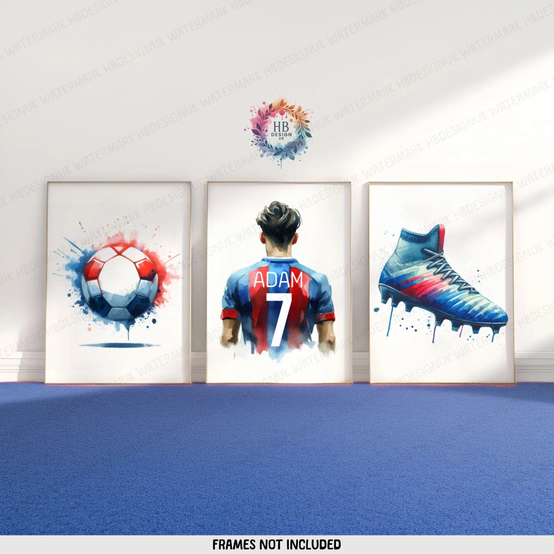 Custom Football Prints - Set of 3 Posters | Boys Bedroom Decor | Kids ...