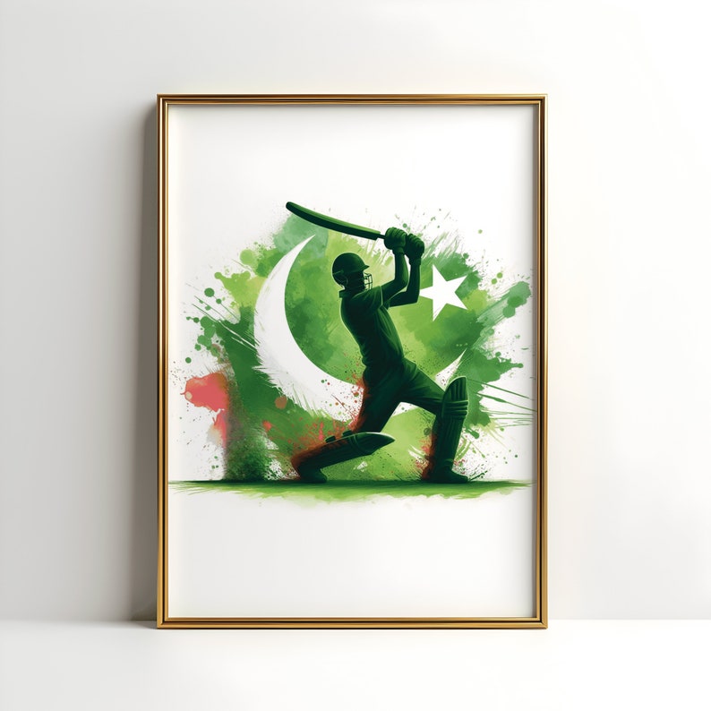 Cricket Poster Set - Pakistan Flag Watercolour Cricket Poster Prints ...
