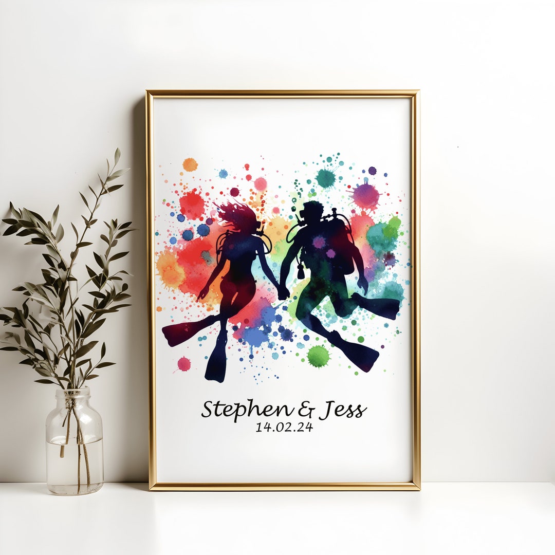 Scuba Diving Print - Personalised Watercolour Poster - Prints for Her ...
