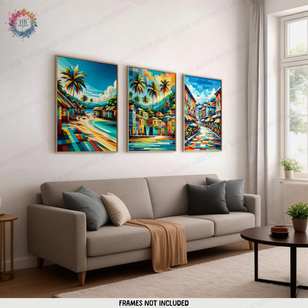 Caribbean Travel Poster Prints - Set of 3 Posters | Wall Art Decor ...