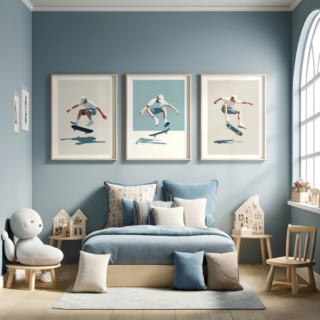 Kids Skateboarding Wall Art - Set of 3 Prints | Skateboard Posters ...