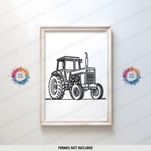 Minimalist Tractor Print Set - 3 Line Drawing Posters | Boys Bedroom ...