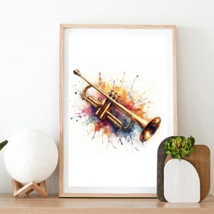 Trumpet Watercolour Art Print - Set of 3 Music Artwork | Watercolor ...