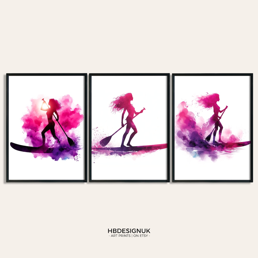 Paddleboard Girl Print Set - Set of 3 Paddleboarding Posters | Paddle ...