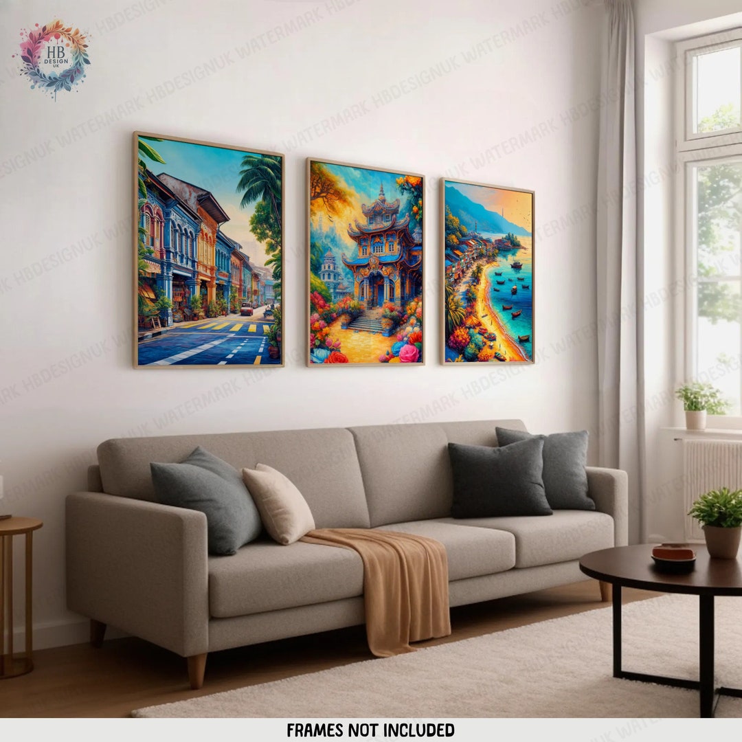Penang Travel Poster Prints - Set of 3 Posters | Wall Art Decor ...
