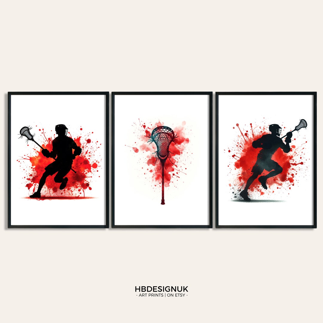 Lacrosse Decor Print Poster Set - Set of 3 Lacrosse Posters ...