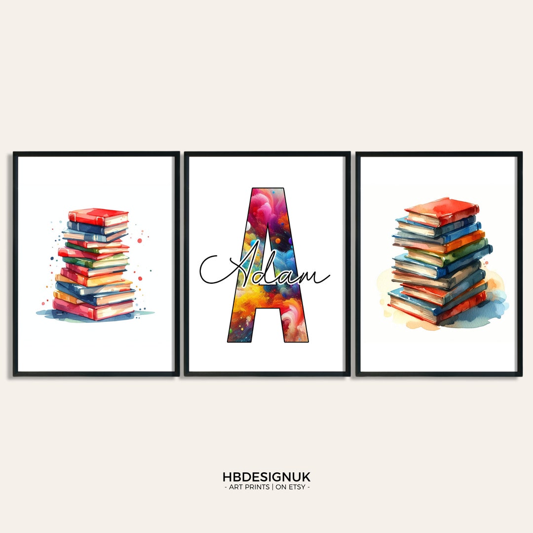 Personalised Reading Poster Set - Set of 3 Prints | Kids Book Design ...