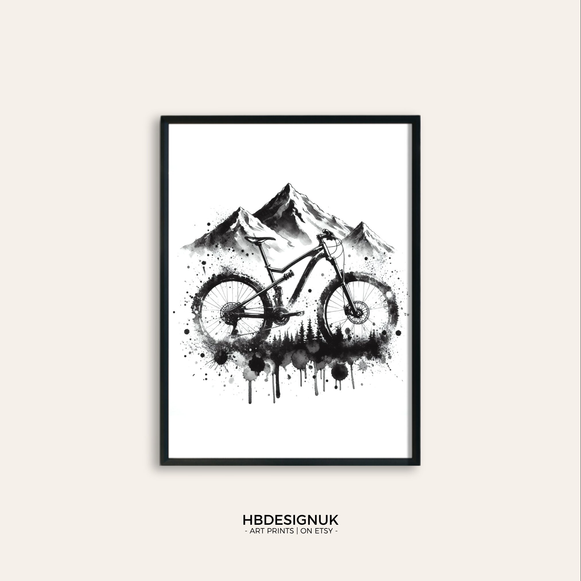 Mountain Biking Art Print Set of 3 Prints Watercolor Painting ...