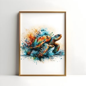 Sea Turtle Print Set - Set of 3 Posters | Colourful Watercolour Turtle ...