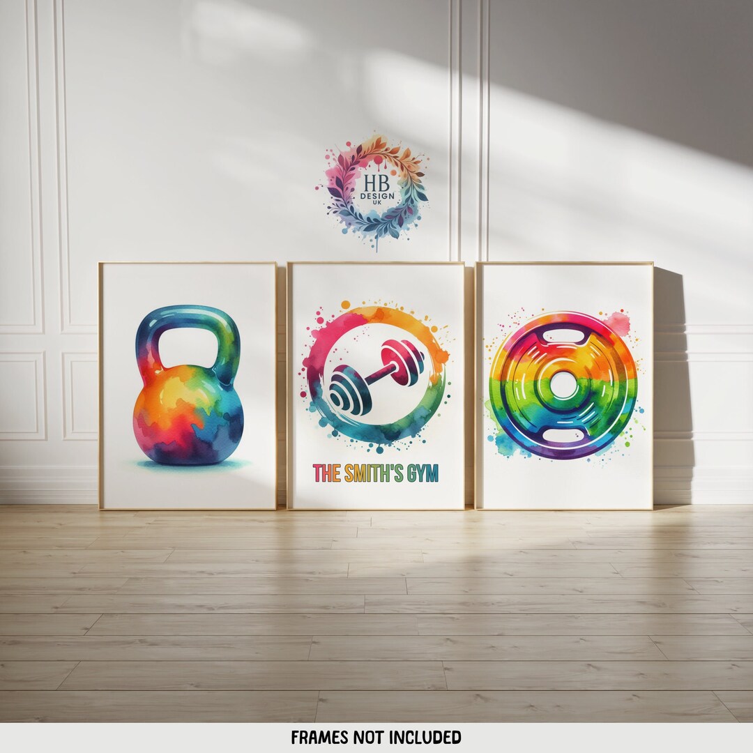 Personalised Home Gym Prints 3 Fitness Posters Minimalist Line Drawing ...