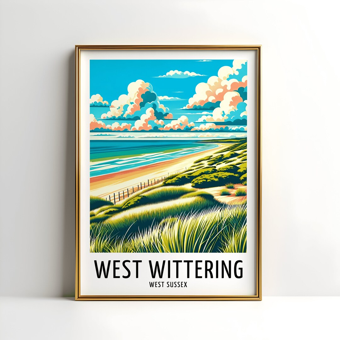 West Wittering Travel Poster Print - Traditional Poster Design ...