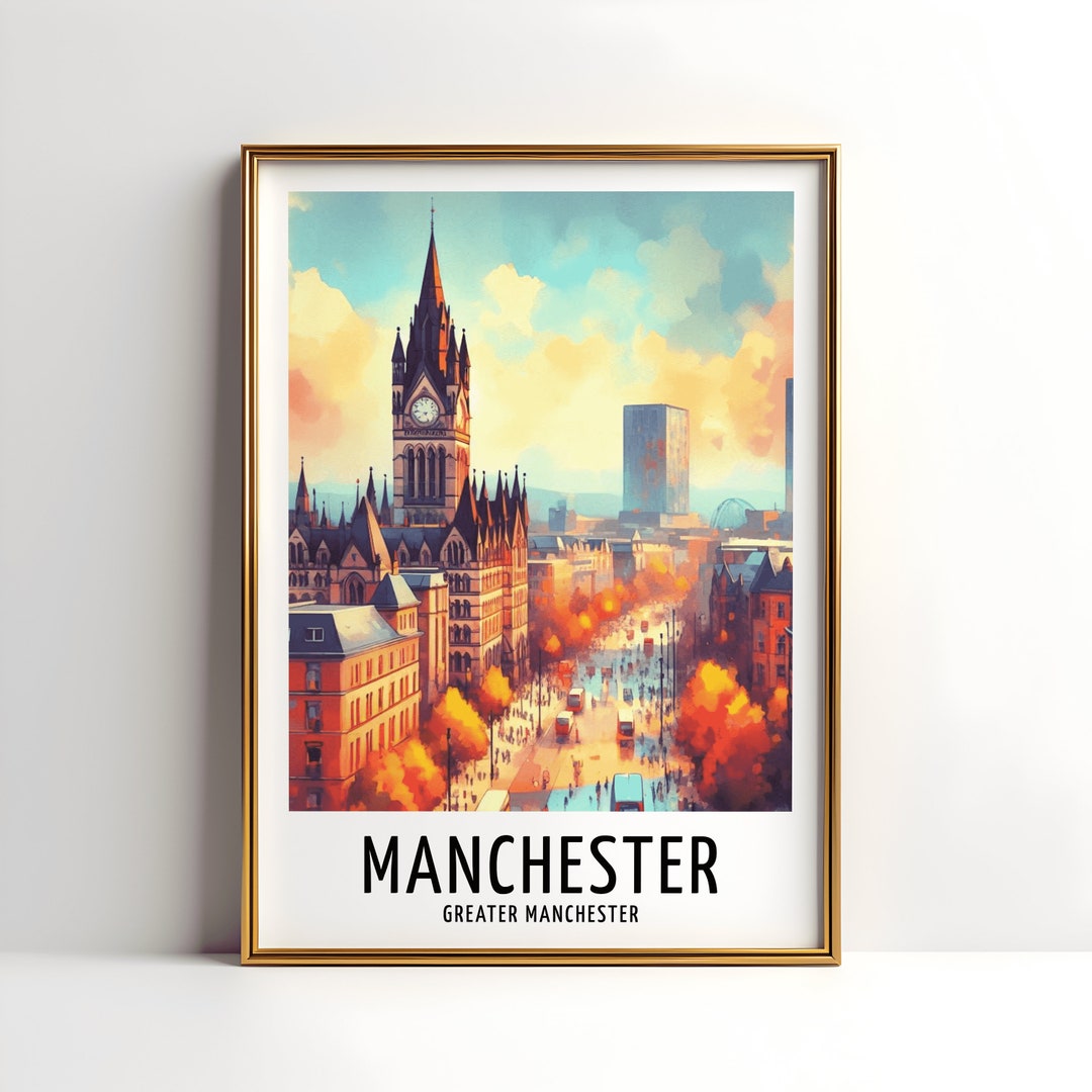 Manchester Travel Poster Print - Watercolour Poster Design | Artwork ...