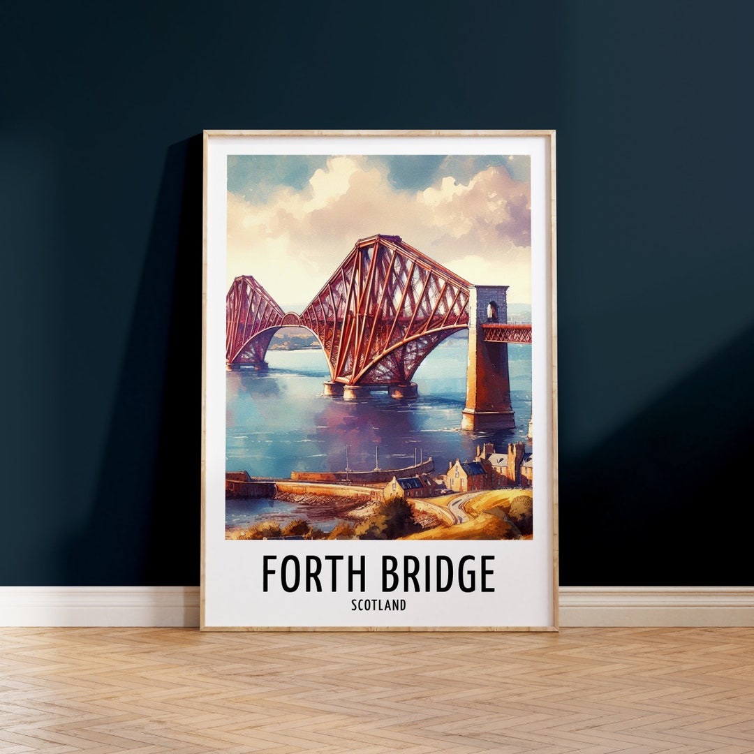 Forth Bridge Travel Print - Watercolour Poster Design | Wall Artwork ...