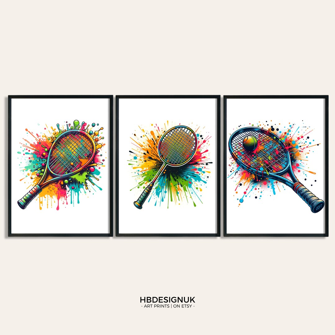 Raquet Sport Wall Art Set - Sport Art Poster | Set of 3 Blue Posters ...