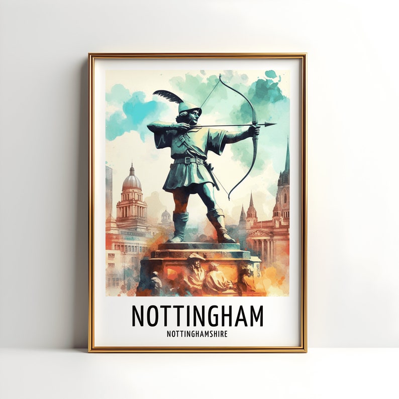 Nottingham Travel Print - Watercolour Poster Design | Wall Artwork ...
