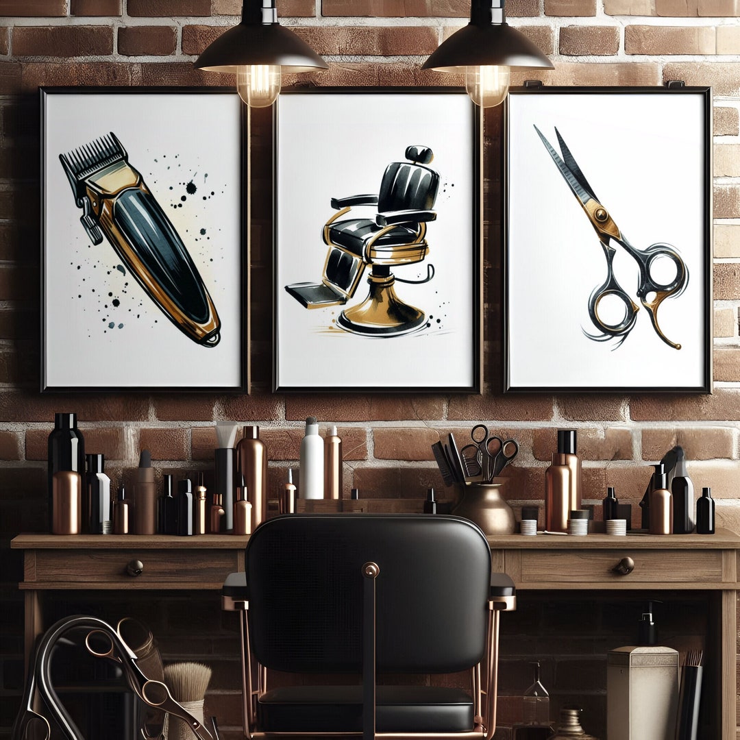 Barber Decor Set - 3 Barbers Posters | Haircut Shop Print | Men's ...