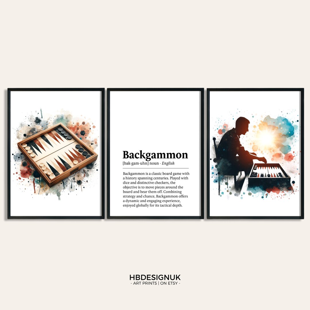 Backgammon Art Print Poster - Set of 3 Posters | Room Decor Art Prints ...