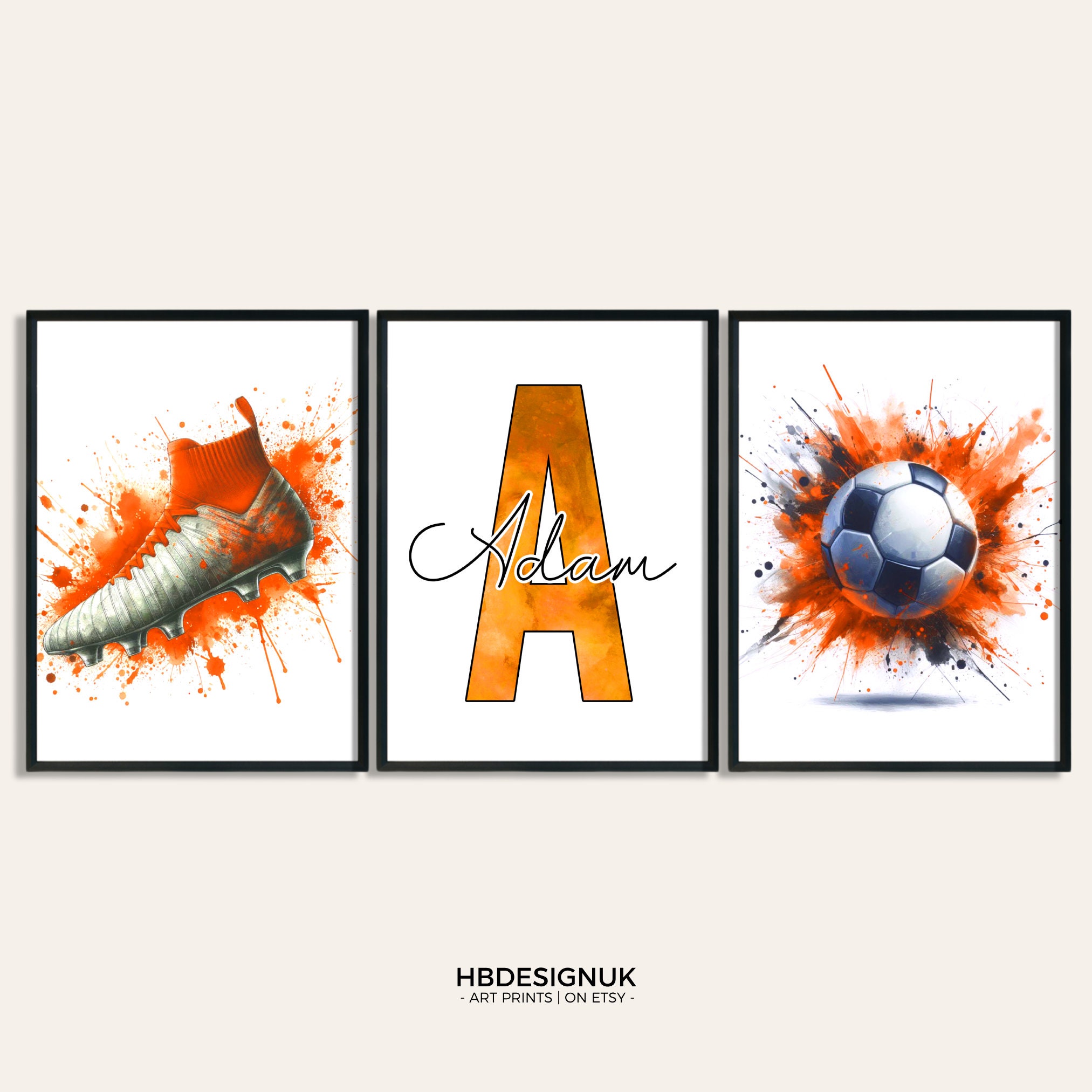Football Decor Poster Set - 3 Custom Soccer Posters | Kids Bedroom ...