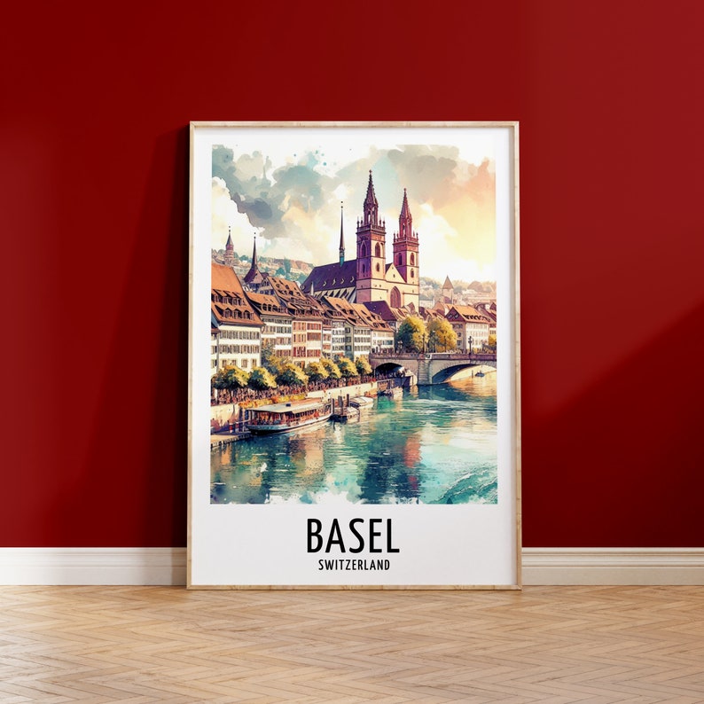 Basel Travel Print - Watercolour Poster Design | Wall Artwork ...