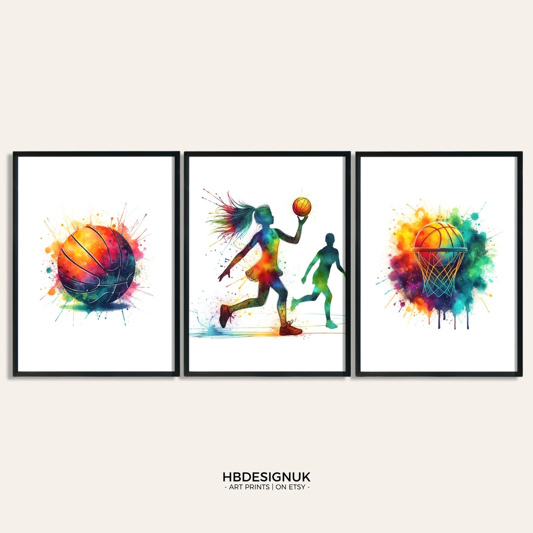 Netball Artwork Decor - Set of 3 Netball Gift Posters | Room Wall Art ...