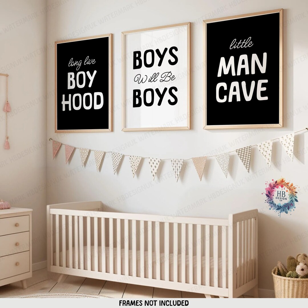 Boy Nursery Prints - Set of 3 Posters | Little Man Cave Room Decor ...