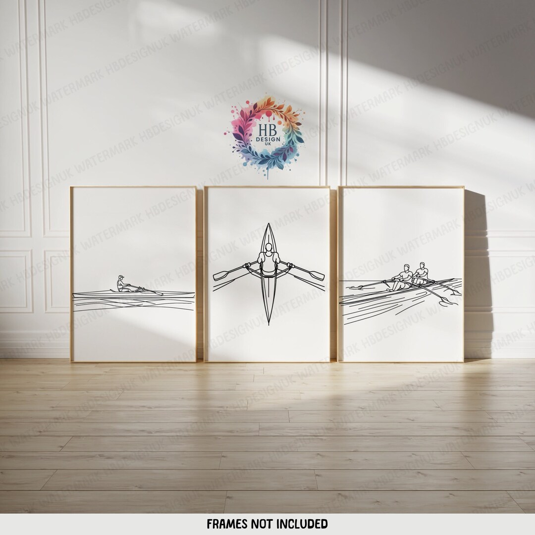 Minimalist Rowing Print Set - Set of 3 Rower Posters | Colorful ...
