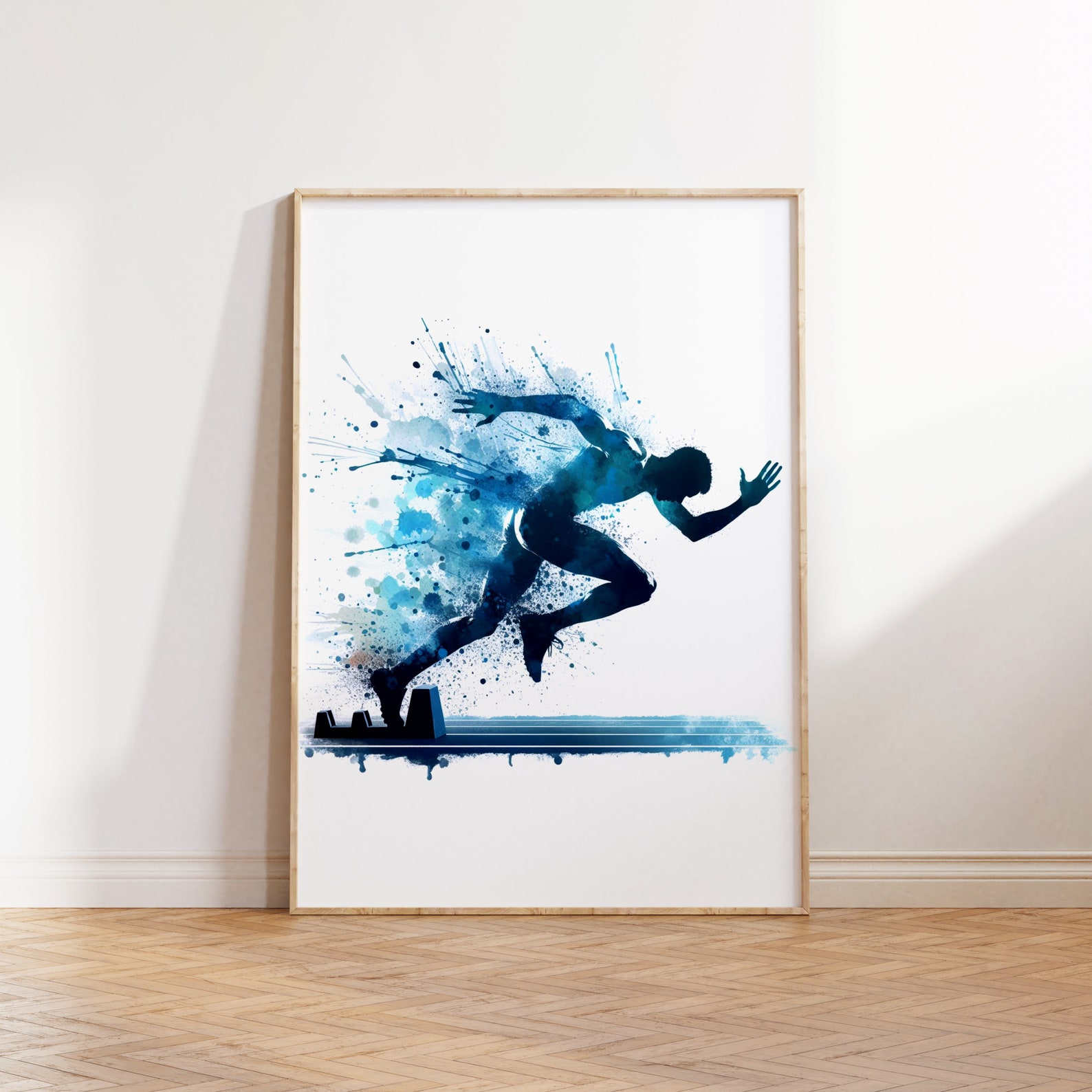 Blue Athletics Wall Art Set - Set of 3 Runner Posters | Running Art ...