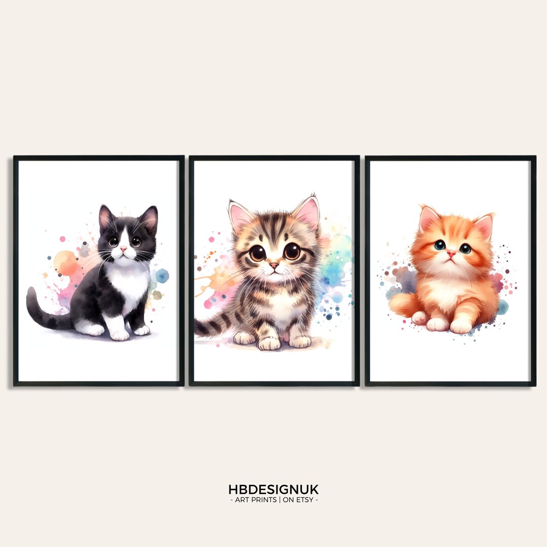 Cat Nursery Print Set - Set of 3 Posters | Cats Pet Nursery Theme ...