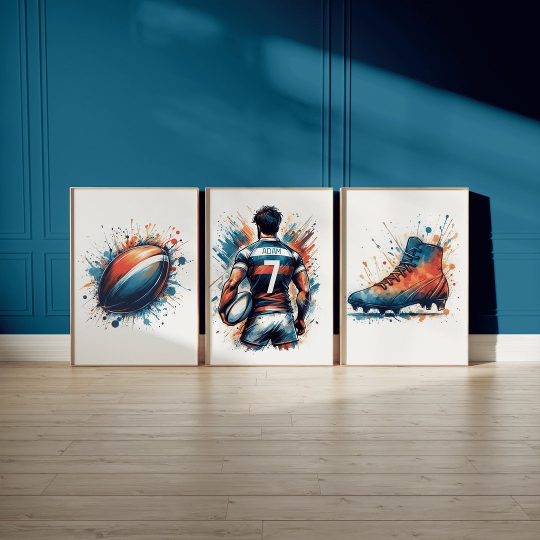 Personalised Boys Rugby Posters - Set of 3 Rugby Poster Prints | Custom ...