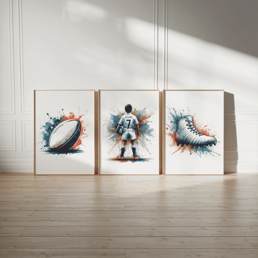 Custom Rugby Prints - Set of 3 Rugby Posters | Personalised Kids ...