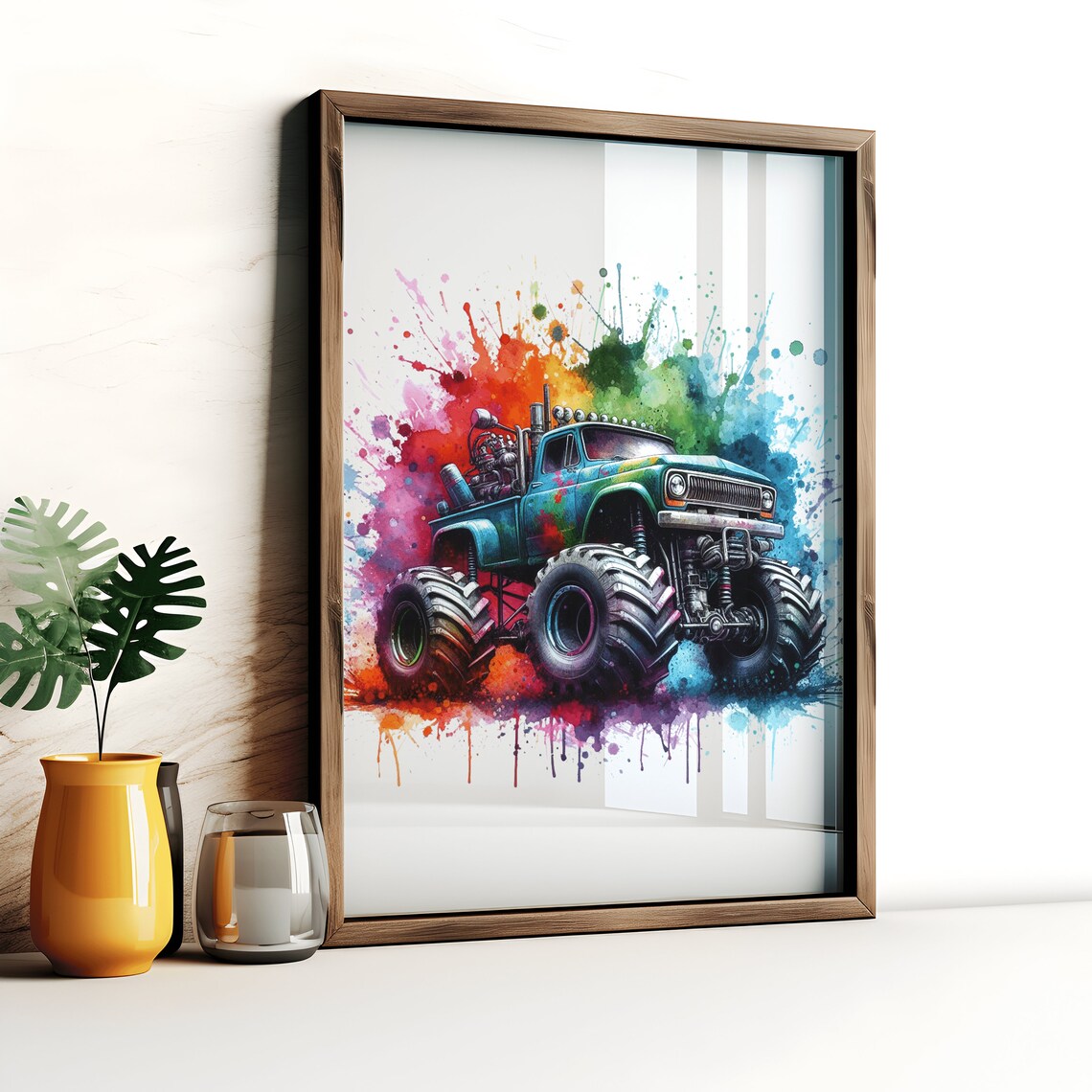 Colourful Monster Truck Print Set - Kids Bedroom Artwork | Set of 3 ...