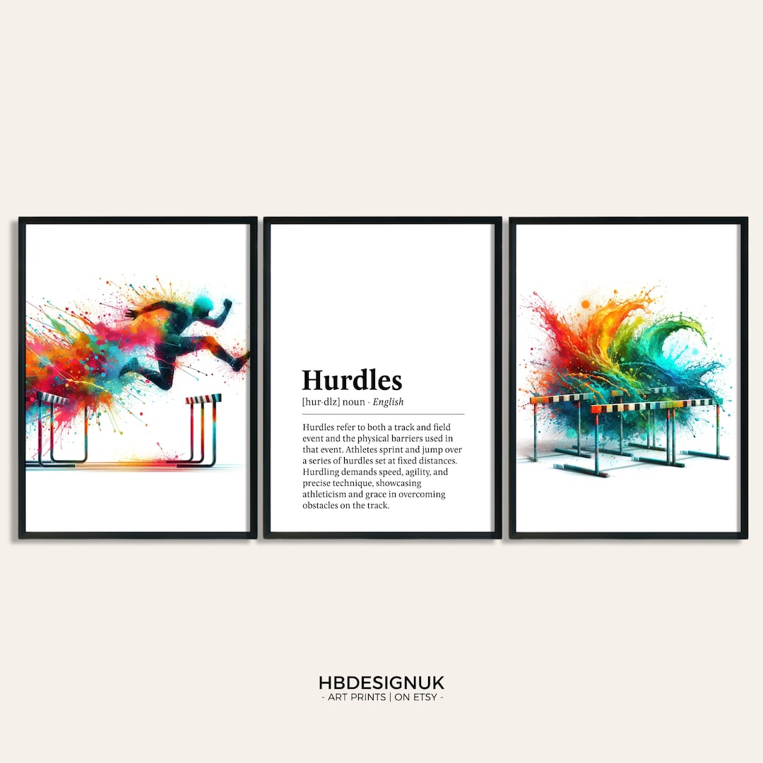 Hurdles Art Print Poster - Set of 3 Hurdler Posters | Room Decor Art ...