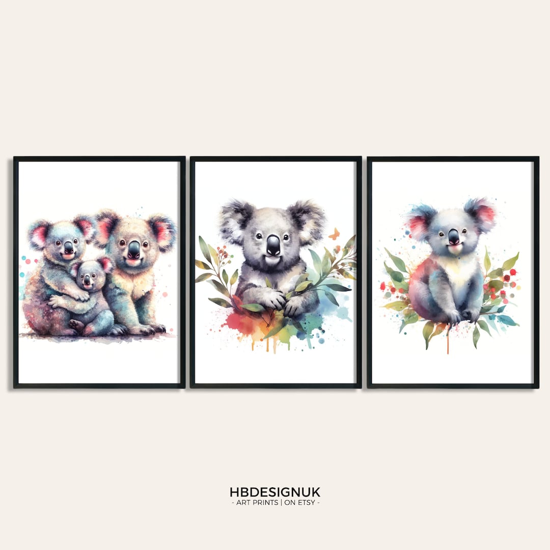 Koala Print Poster - Set of 3 Posters | Watercolor Painting ...