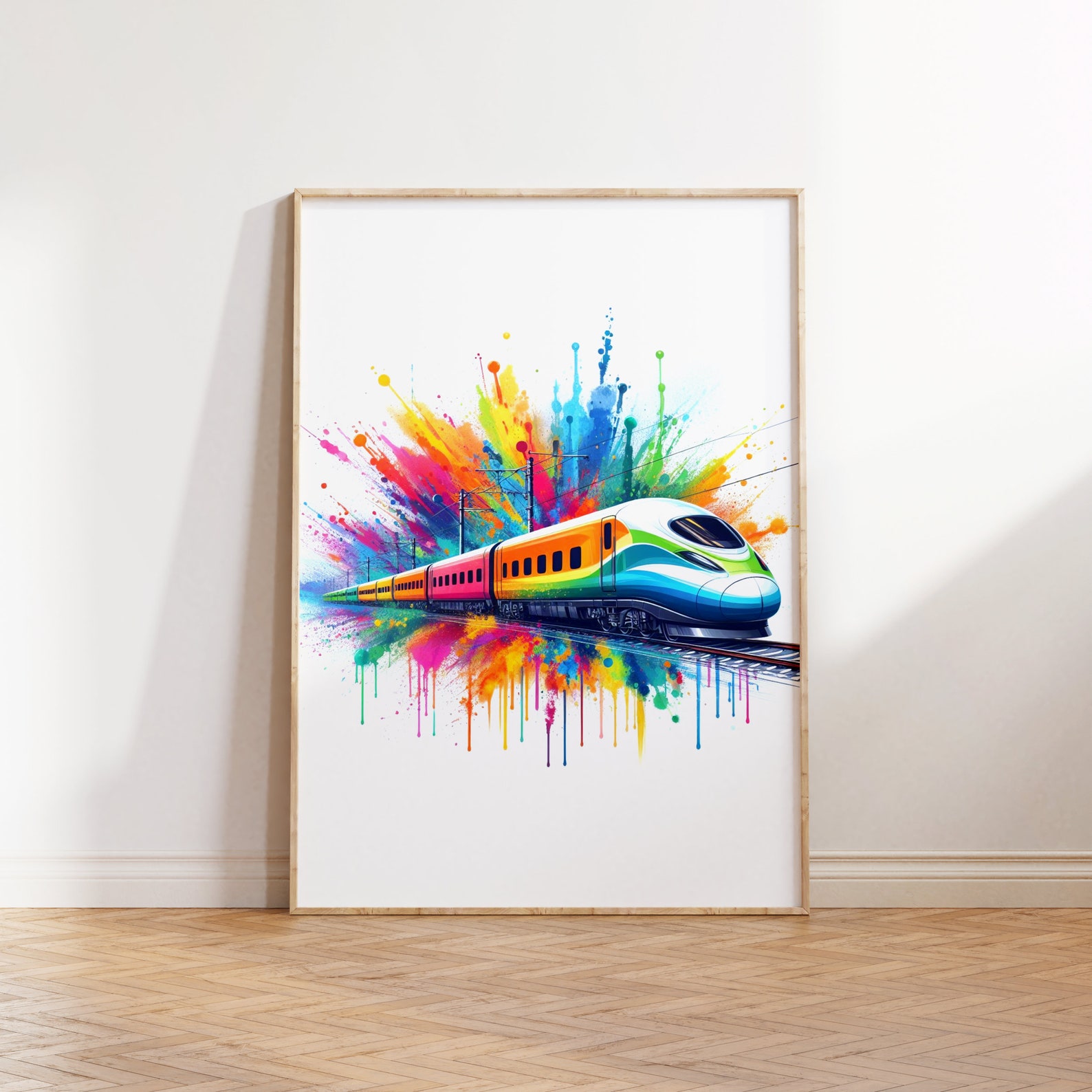 Colourful Train Print Set - 3 Watercolour Posters | Boys Bedroom ...