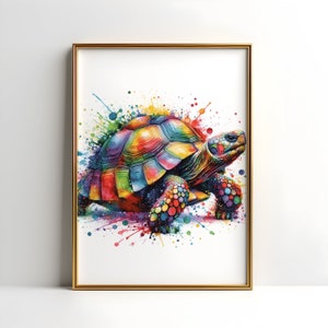 Colourful Tortoise Print Set - 3 Watercolour Posters | Turtle Wall Art ...