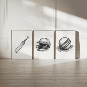 Minimalist Cricket Poster Prints Set of 3 Posters Sport Wall Art Kids ...