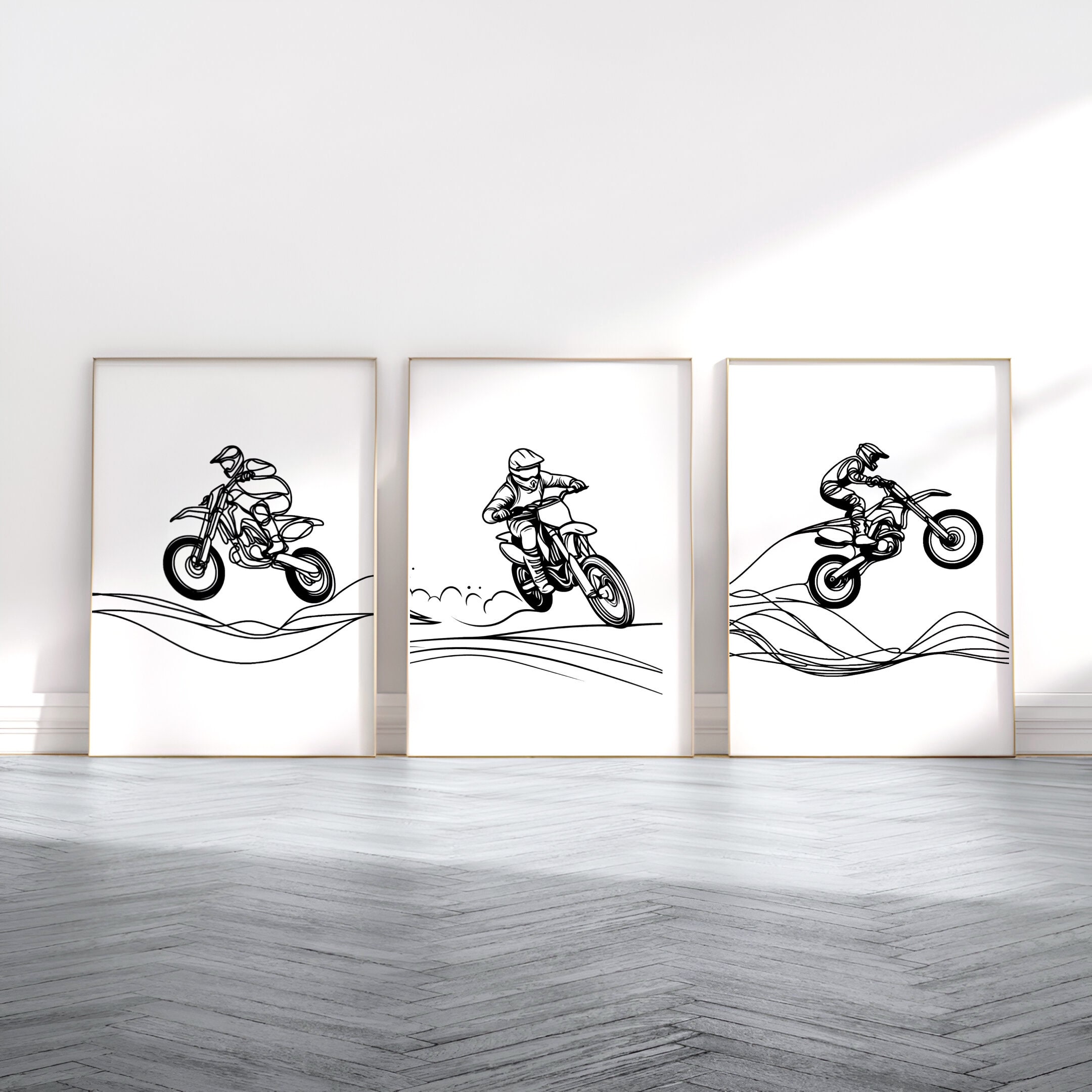 Motocross Line Drawing Print Set - Set of 3 Dirt Bike Posters ...