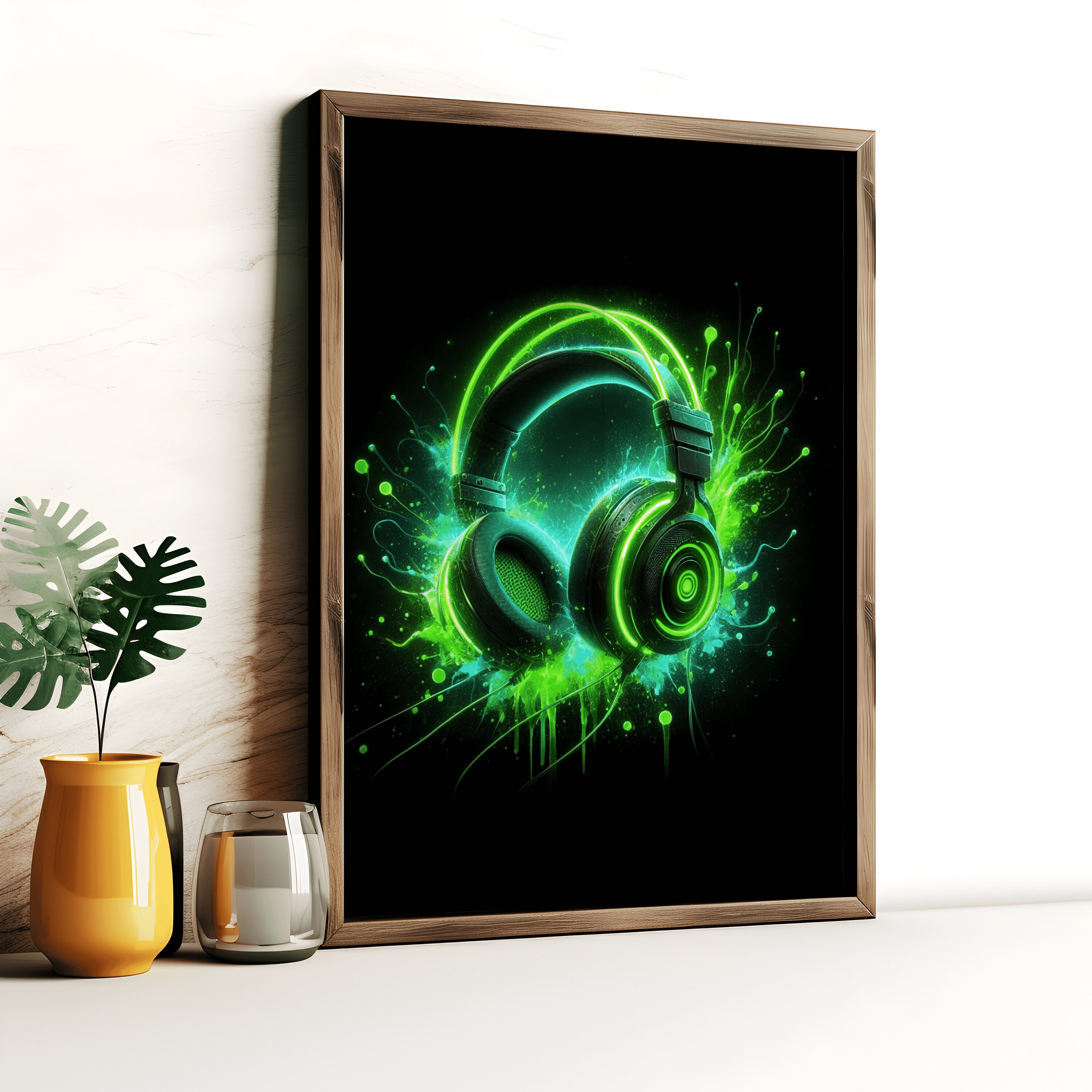 Neon Green Gamer Print Poster Set of 3 Gaming Prints Game Bedroom Decor ...