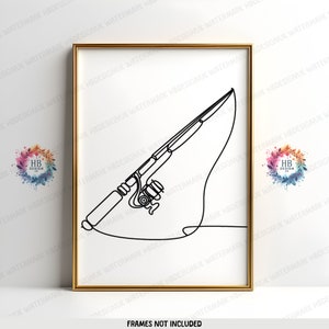 Minimalist Fishing Prints - Set of 3 Fisherman Prints | Fishing Gifts for Men | Line Drawing Art ...
