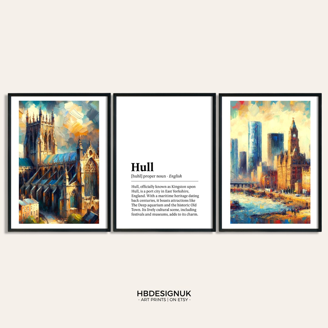 Hull Poster Prints - Set of 3 Posters | Watercolour Wall Art Decor ...