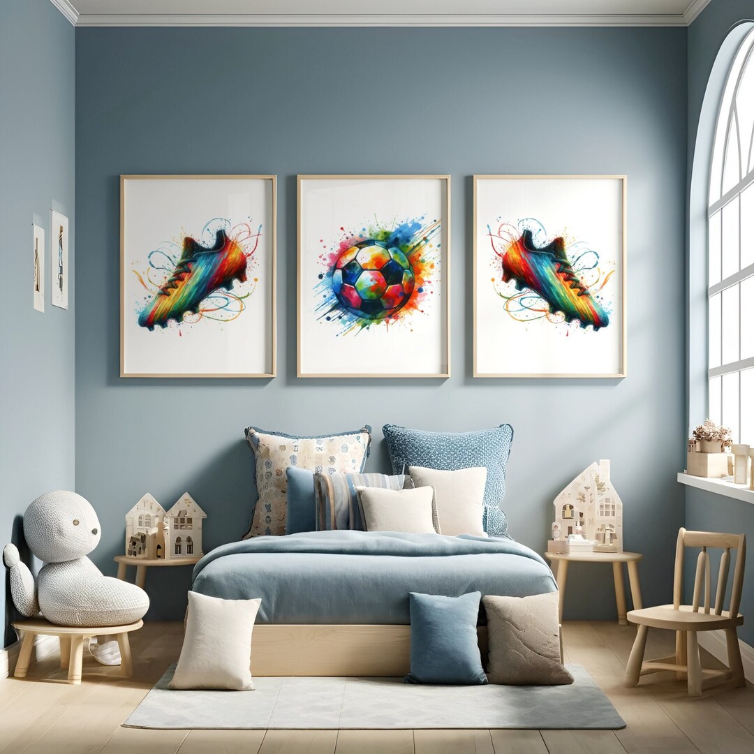 Colourful Football Poster Prints - Set of 3 Posters | Boys Bedroom ...