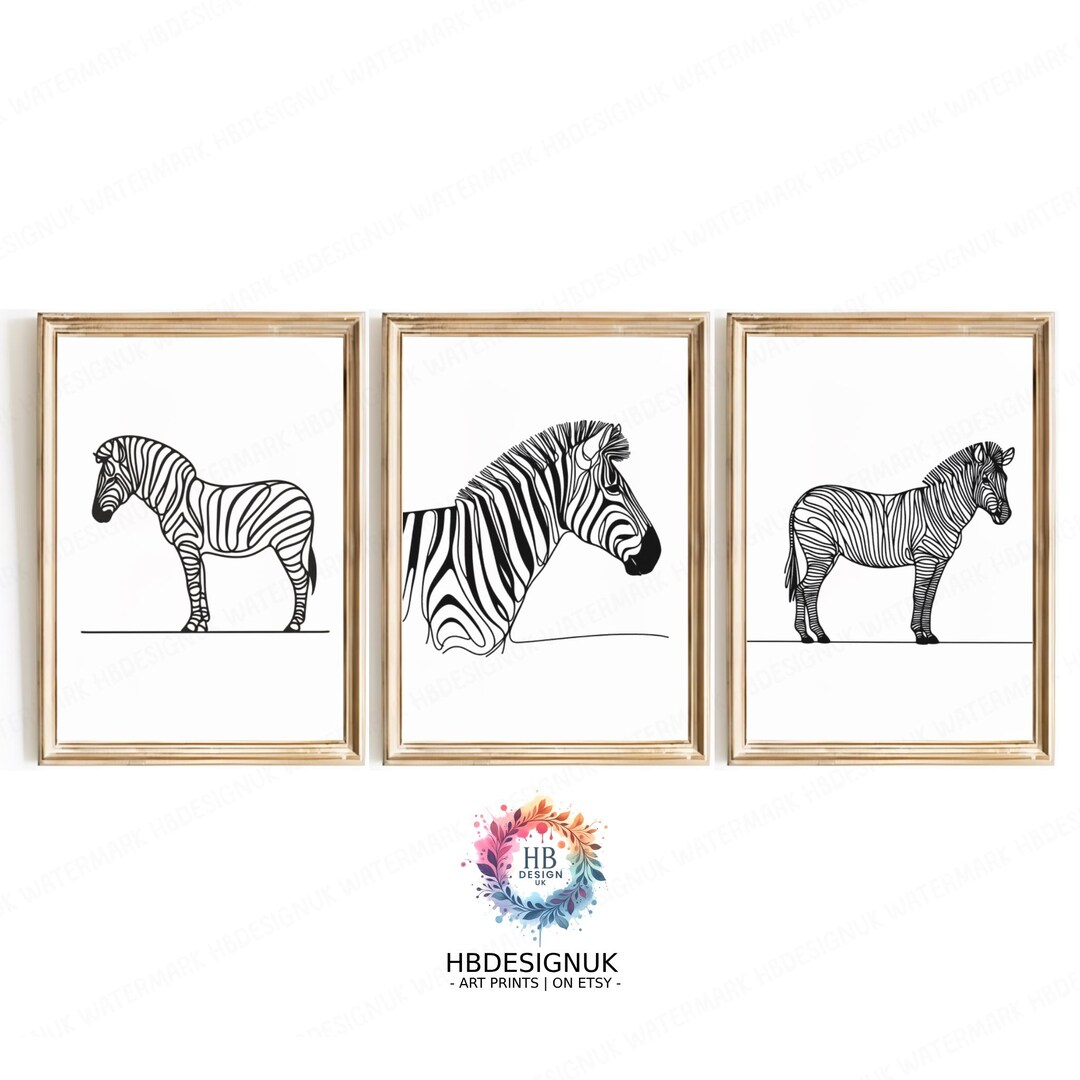 Minimal Zebra Prints - Set of 3 Posters | Zebra Wall Decor | Living ...