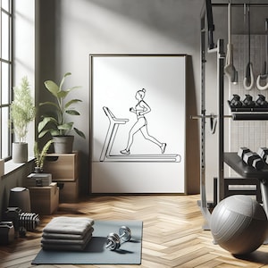 Home Gym Poster Set - 3 Gym Prints | Line Drawing Design | Fitness Girl ...